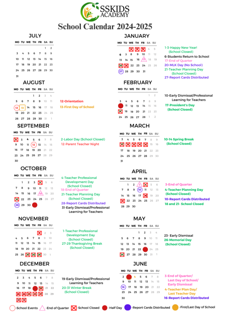 Calendar – SSkids Academy